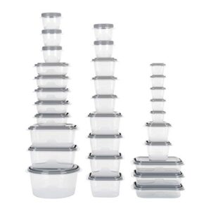 goodcook everyware set of 30 bpa-free plastic food storage containers with lids (60 pieces total), clear/grey