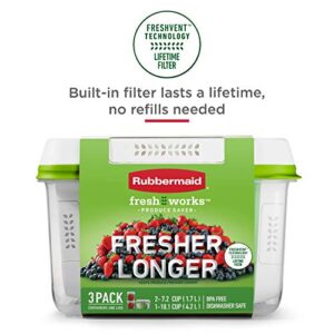 Rubbermaid 6-Piece Produce Saver Containers for Refrigerator with Lids for Food Storage, Dishwasher Safe, Clear/Green