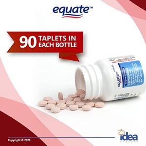 Equate Famotidine Tablets, 10 mg, Original Strength, Acid Reducer for Heartburn Relief, 90 Ct Bundle with Exclusive "Say "NO" to Indigestion and Heartburn" - Better Idea Guide (2 Items)