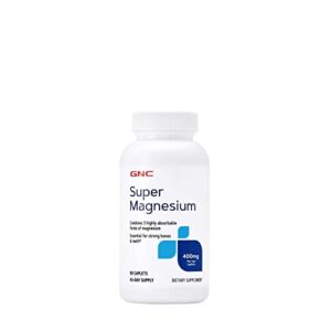 gnc super magnesium 400mg, 90 caplets, supports strong bones and teeth