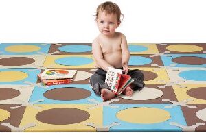 Skip Hop Baby Infant & Toddler Playmat with Interlocking Foam Floor Tiles, Blue / Gold