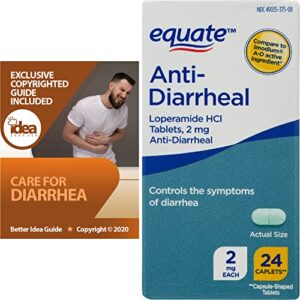 equate anti-diarrheal – loperamide, hydrochloride | 2 mg 24 caplets bundle with exclusive “care for diarrhea” – better idea guide (2 items)