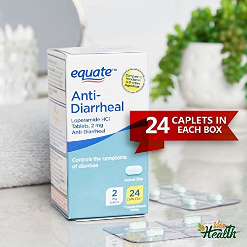 Equate Anti-Diarrheal - Loperamide, Hydrochloride | 2 mg 24 Caplets Bundle with Exclusive "Care for Diarrhea" - Better Idea Guide (2 Items)