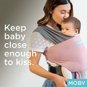 Moby Easy-Wrap Carrier | Baby Carrier and Wrap in One for Mothers, Fathers, and Caregivers | Designed for Newborns, Infants, and Toddlers | Holder Can Carry Babies up to 33 lbs | Smoked Pearl