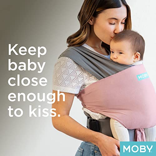 Moby Easy-Wrap Carrier | Baby Carrier and Wrap in One for Mothers, Fathers, and Caregivers | Designed for Newborns, Infants, and Toddlers | Holder Can Carry Babies up to 33 lbs | Smoked Pearl