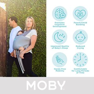 Moby Easy-Wrap Carrier | Baby Carrier and Wrap in One for Mothers, Fathers, and Caregivers | Designed for Newborns, Infants, and Toddlers | Holder Can Carry Babies up to 33 lbs | Smoked Pearl