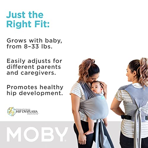 Moby Easy-Wrap Carrier | Baby Carrier and Wrap in One for Mothers, Fathers, and Caregivers | Designed for Newborns, Infants, and Toddlers | Holder Can Carry Babies up to 33 lbs | Smoked Pearl