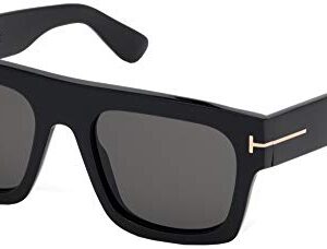 Tom Ford FT0711 01A Shiny Black Fausto Square Sunglasses Lens Category 3 Size 5