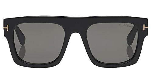 Tom Ford FT0711 01A Shiny Black Fausto Square Sunglasses Lens Category 3 Size 5