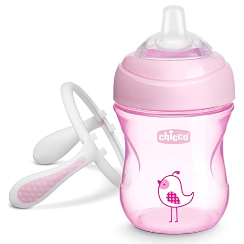 Chicco Soft Silicone Spout Spill Free Transition Baby Sippy Cup 7oz Pink 4m+