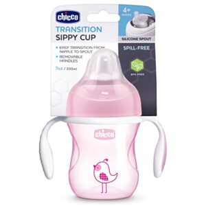 Chicco Soft Silicone Spout Spill Free Transition Baby Sippy Cup 7oz Pink 4m+