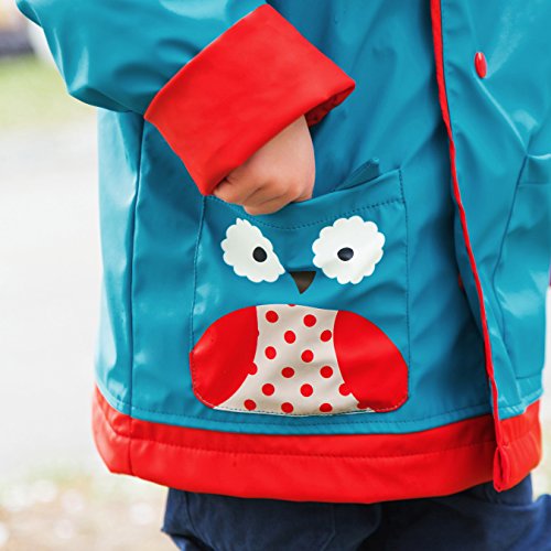 Skip Hop Zoo Little Kid-Toddler Hooded Raincoat for Girls, Owl, Blue, (Size 2) (Discontinued by Manufacturer)