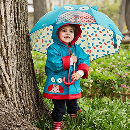 Skip Hop Zoo Little Kid-Toddler Hooded Raincoat for Girls, Owl, Blue, (Size 2) (Discontinued by Manufacturer)