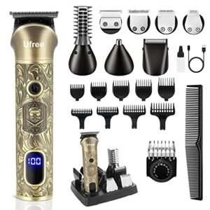 ufree beard trimmer for men, shaving kit for mustache body nose hair facial, electric razor for men, cordless hair clipper 7 in 1 beard grooming kit gifts for him