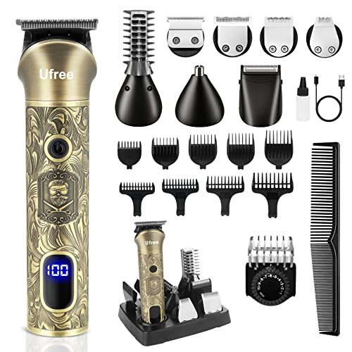 Ufree Beard Trimmer for Men, Shaving Kit for Mustache Body Nose Hair Facial, Electric Razor for Men, Cordless Hair Clipper 7 in 1 Beard Grooming Kit Gifts for him