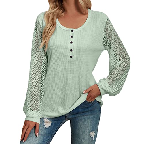 Flannel Shirts for Women Without Pockets Sweatshirts for Women Crewneck Long Sleeve Shirts Tunic Tops for Leggings Green