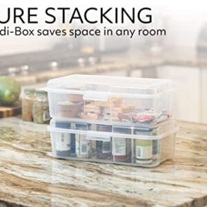 Rubbermaid 6 Qt. Handi-Box, Stackable Plastic Storage Bin with Latching Lid, Pack of 6, Great for Shoe Storage, Classroom Organization, Cube Organizer and Kitchen Pantry Container, Clear