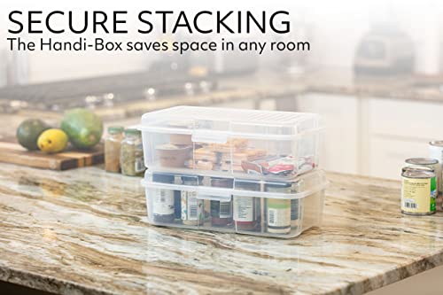 Rubbermaid 6 Qt. Handi-Box, Stackable Plastic Storage Bin with Latching Lid, Pack of 6, Great for Shoe Storage, Classroom Organization, Cube Organizer and Kitchen Pantry Container, Clear