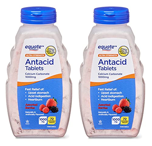 Ultra Strength Antacid Assorted Berries Chewable Tablets, 1000 mg, 72 Count, Pack of 2