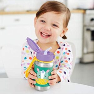 Skip Hop Toddler Sippy Cup with Straw, Zoo Stainless Steel Straw Bottle, Giraffe