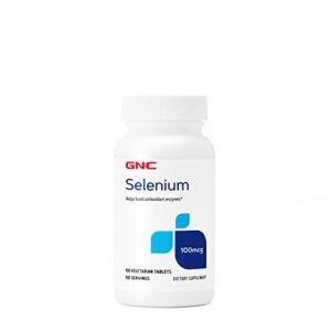 gnc selenium 100mcg, 100 tablets, helps build antioxidant enzymes