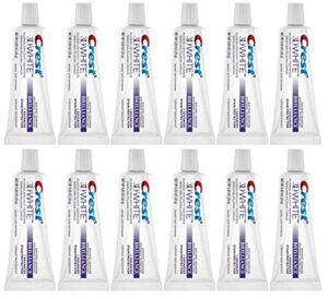 crest 3d white brilliance toothpaste, vibrant peppermint, travel size, 0.85 oz (24g) – pack of 12