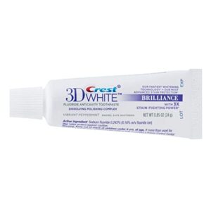 Crest 3D White Brilliance Toothpaste, Vibrant Peppermint, Travel Size, 0.85 oz (24g) - Pack of 12