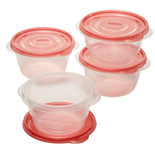 Rubbermaid Storage Bowls, 3.2 Cup, Red,(Pack of 4)