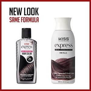 Kiss Express Semi-Permanent Hair Color 100mL (3.5 US fl.oz) (1 Count, Black)