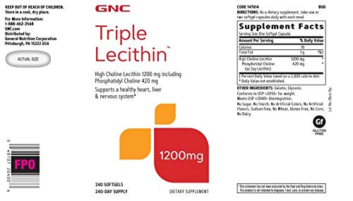 GNC Triple Lecithin - 240 Capsules