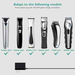 for Wahl Trimmer Charger, Lnauy Charger Compatible with Wahl 9888L 9818L 9818 9854L 9876L Groomer Clipper S004mu0400090 9854-600 97581-405 9867-300 Replacement Shaver Power Supply Cord