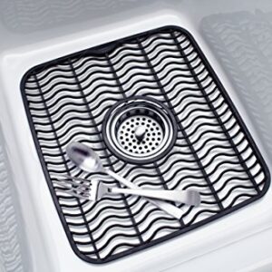 Rubbermaid Sink Protector Mat, Small, Black Waves