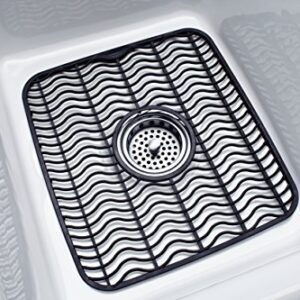 Rubbermaid Sink Protector Mat, Small, Black Waves