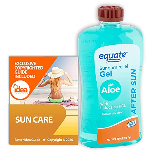 After Sun Equate | Sunburn Relief Gel with Aloe, 20 oz + "SUN CARE" Better Idea Guide - (1 pack)