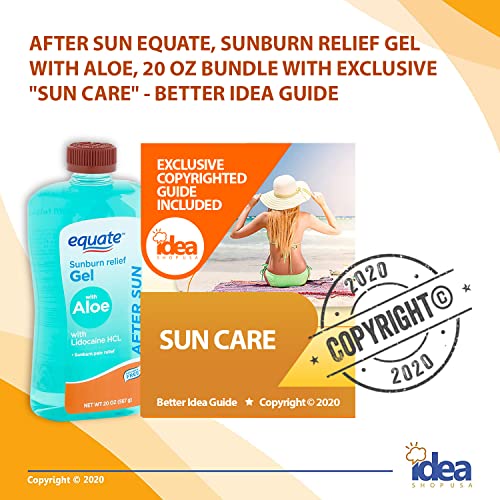 After Sun Equate | Sunburn Relief Gel with Aloe, 20 oz + "SUN CARE" Better Idea Guide - (1 pack)