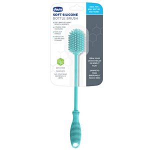 Chicco Silicone Bottle Brush 9.5" Long, BPA-Free, Comfort Grip Handle, Dishwasher & Sterilizer Safe - Teal