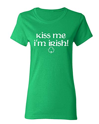 Kiss Me Im Irish Novelty Saint Paddy St Patricks Day Womens Shirt M Irish