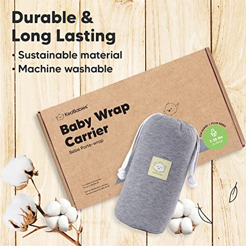 KeaBabies Baby Wrap Carrier - All in 1 Original Breathable Baby Sling, Lightweight,Hands Free Baby Carrier Sling, Baby Carrier Wrap, Baby Carriers for Newborn,Infant, Baby Wraps Carrier (Classic Gray)