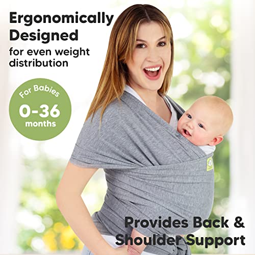 KeaBabies Baby Wrap Carrier - All in 1 Original Breathable Baby Sling, Lightweight,Hands Free Baby Carrier Sling, Baby Carrier Wrap, Baby Carriers for Newborn,Infant, Baby Wraps Carrier (Classic Gray)