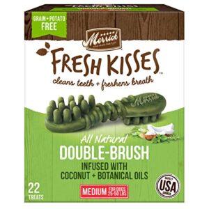 merrick fresh kisses medium oral care dental dog treats for dogs 25-50 lbs