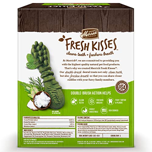 Merrick Fresh Kisses Medium Oral Care Dental Dog Treats for Dogs 25-50 Lbs