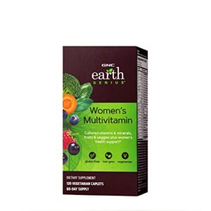 gnc earth genius women’s multivitamin, 120 vegetarian caplets, supports women’s nutrition