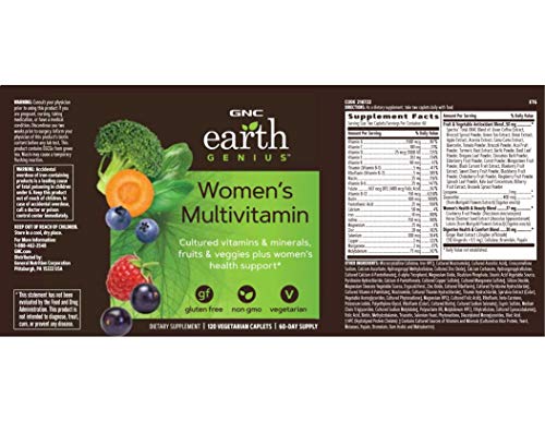 GNC Earth Genius Women's Multivitamin, 120 Vegetarian Caplets, Supports Women’s Nutrition