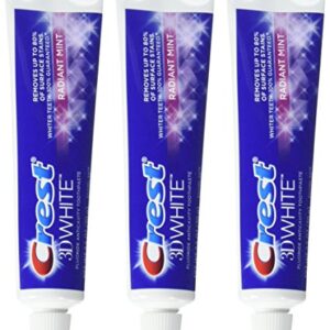 Crest 3D White Toothpaste - Radiant Mint - Net Wt. 2.5 Oz - Pack of 3