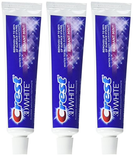 Crest 3D White Toothpaste - Radiant Mint - Net Wt. 2.5 Oz - Pack of 3