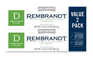 rembrandt deeply white + peroxide whitening toothpaste, peppermint flavor, 3.5-ounce (pack of 2) (packaging may vary)