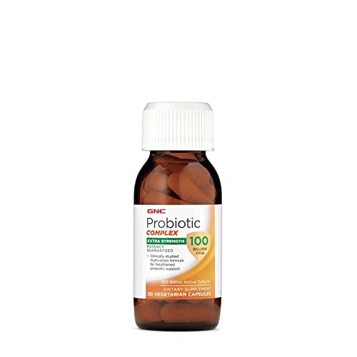 GNC Probiotic Complex Extra Strength with 100 Billion CFUs | for Heightened Probiotic Support and Digestive & Immune Support, Vegetarian | 20 Capsules