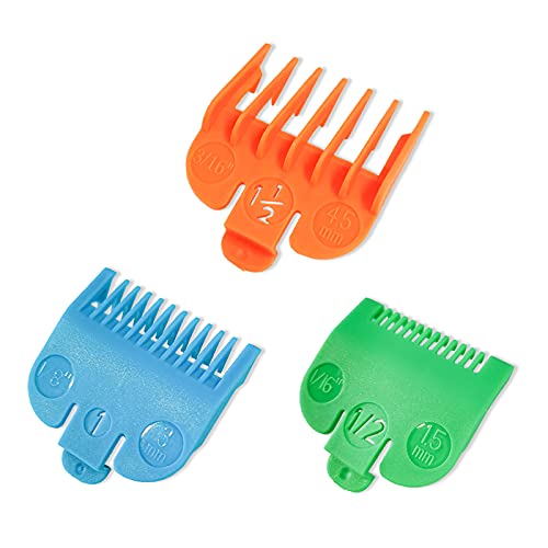 3 Professional Hair Clipper Guards Cutting Guides Fits for Most Wahl Clippers, Color Coded Clipper Combs Replacement - Guard Number: #1/2, 1 and #1 1/2 (Length: 1/16 inch, 1/8 inch and 3/16 inch)