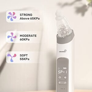 GROWNSY Nasal Aspirator for Baby, Electric Nose Aspirator for Toddler, Baby Nose Sucker, Automatic Nose Cleaner with 3 Silicone Tips, Adjustable Suction Level, Music and Light Soothing Function