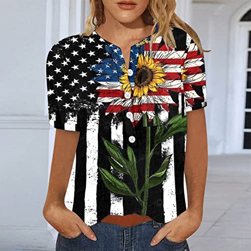 Short V Neck Women's Summer Sleeve Tops Tee T Shirt Printed Casual Fashion Women's Blouse Button Down Silk Top,Blouses for Women Fashion 2023 for Party